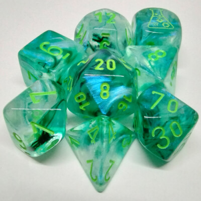 Acheter Dés d&d 7pc Lab dice Borealis varech avec chffires verts pâles ...